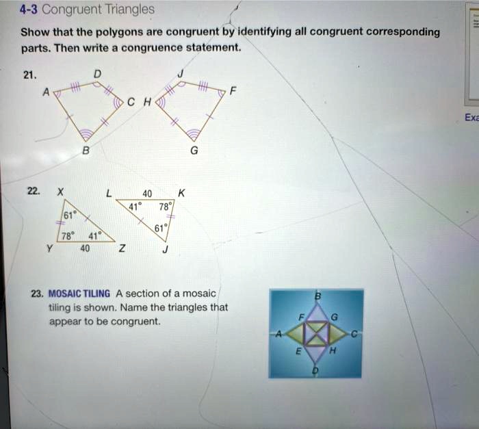 4 3 congruent triangles show that the polygons are congruent by ...