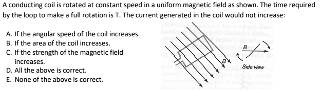 SOLVED: conducting coil is rotated at constant peed uniform magnetic field as shown: The time ...