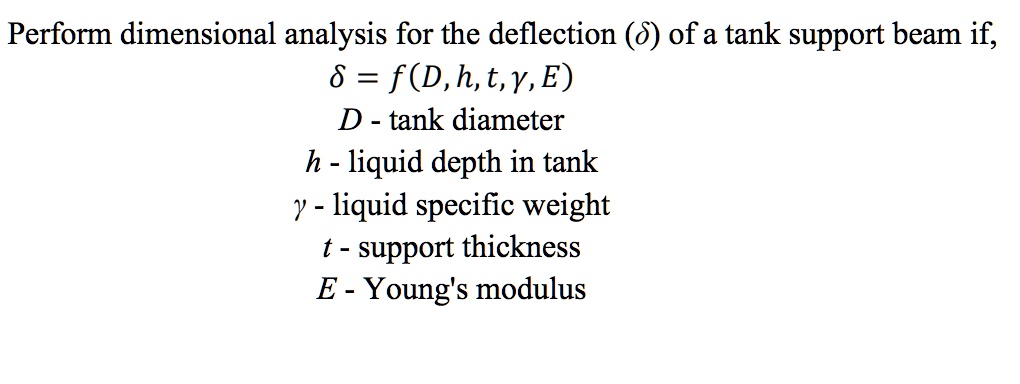 SOLVED: Perform dimensional analysis for the deflection (Î´) of a tank ...
