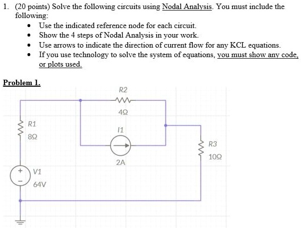 SOLVED: Text: 20 points Solve the following circuits using Nodal Analysis. You must include the ...