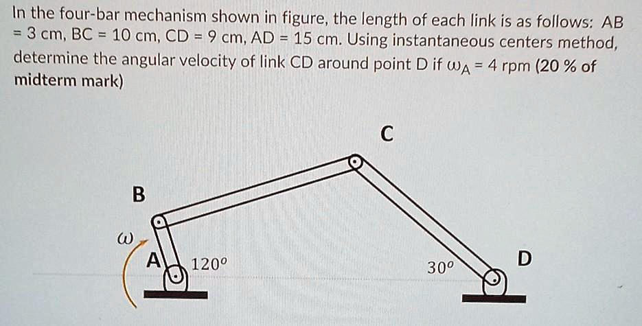 [GET ANSWER] In the four-bar mechanism shown in figure, the length of each link is as follows ...