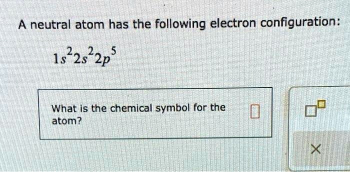 SOLVED: neutral atom has the following electron configuration: 1s 225 ...