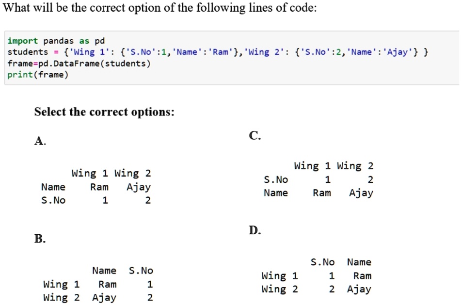 Solved Texts Select The Correct Option What Will Be The Correct Option Of The Following Lines