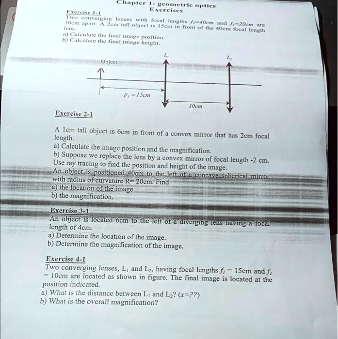 Exercise 1-1 Chapter 1: geometric optics Exercises Two converging ...