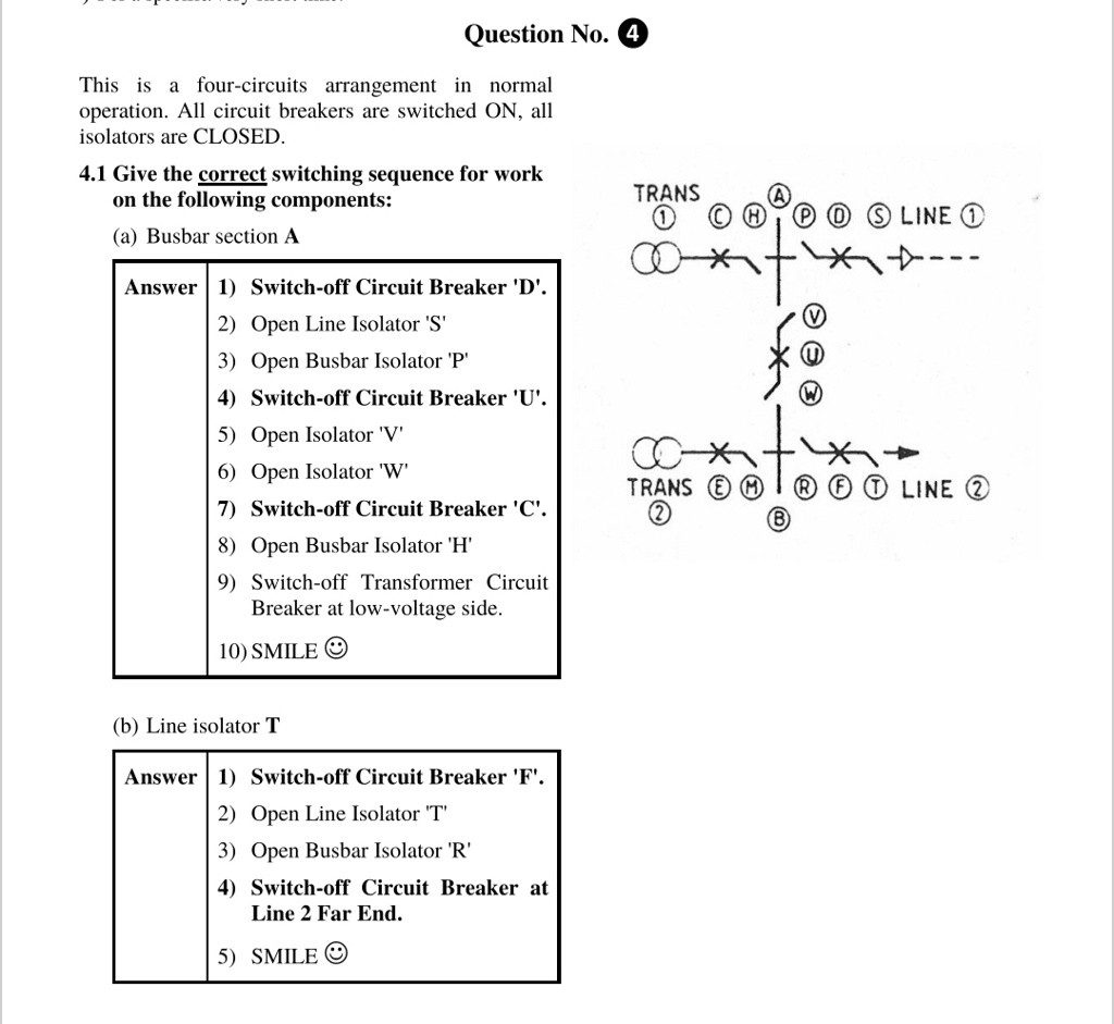 SOLVED: Operation: All circuit breakers are switched ON, all isolators ...
