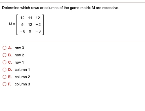 SOLVED: Determine which rows or columns of the game matrix M are ...