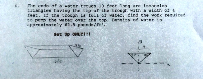 the ends water trough 10 feet long are isosceles triangles having the ...