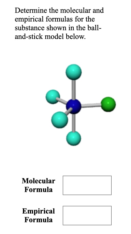 Determine the molecular and empirical formulas for the substance shown ...