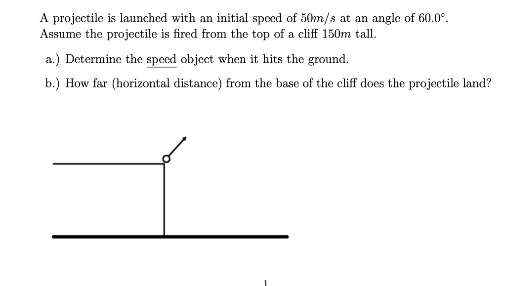SOLVED: projectile is launched with an initial speed of 50m, s at an angle of 60.0? Assume the ...