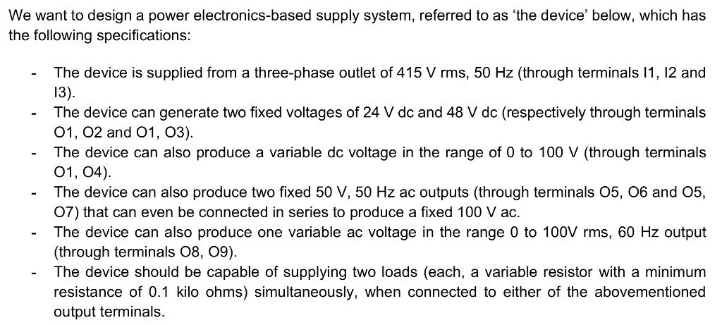 We want to design a power electronics-based supply system, referred to ...