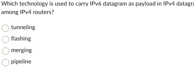 which technology is used to carry ipv6 datagram as payload in ipv4 ...