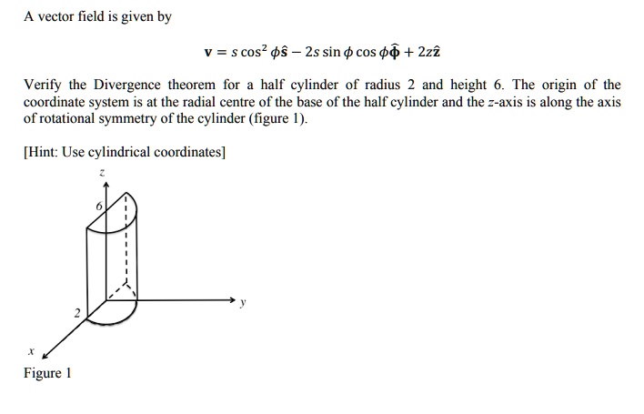 a vector field is given by v s cos2s 2s sincos2z2 verify the divergence ...