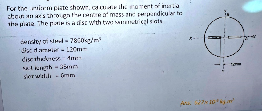For the uniform plate shown, calculate the moment of inertia about an ...