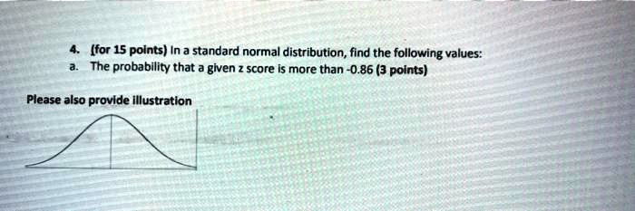 SOLVED: [for 15 polnts) In a standard normal distribution, find the ... SOLVED: [for 15 polnts) In a standard normal distribution, find the ...