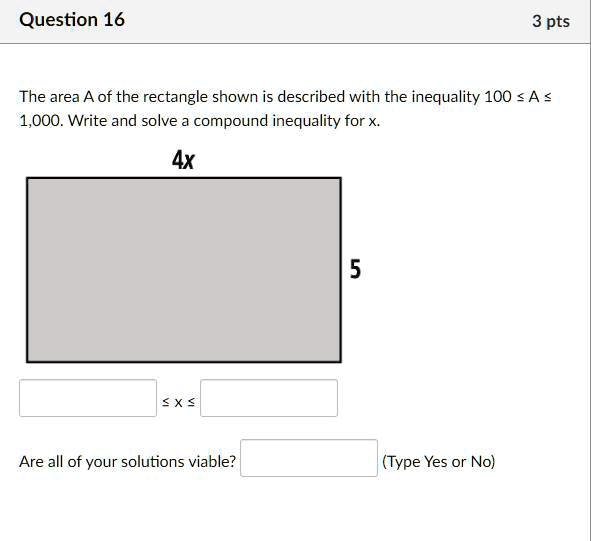 SOLVED: 'The area A of the rectangle shown is described with the ...