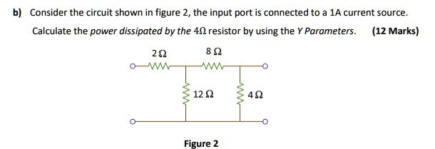 SOLVED: b) Consider the circuit shown in figure 2,the input port is connected to a 1A current ...