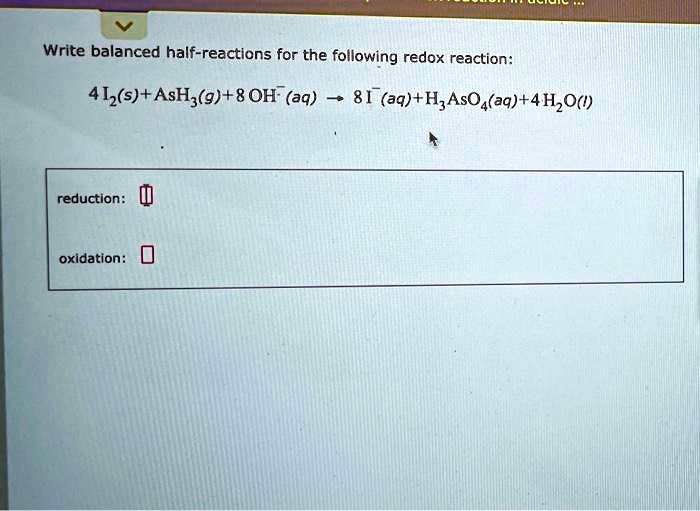 SOLVED: Write balanced half-reactions for the following redox reaction ...