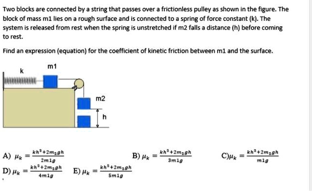 SOLVED: Two blocks are connected by a string that passes over a frictionless pulley as shown in ...
