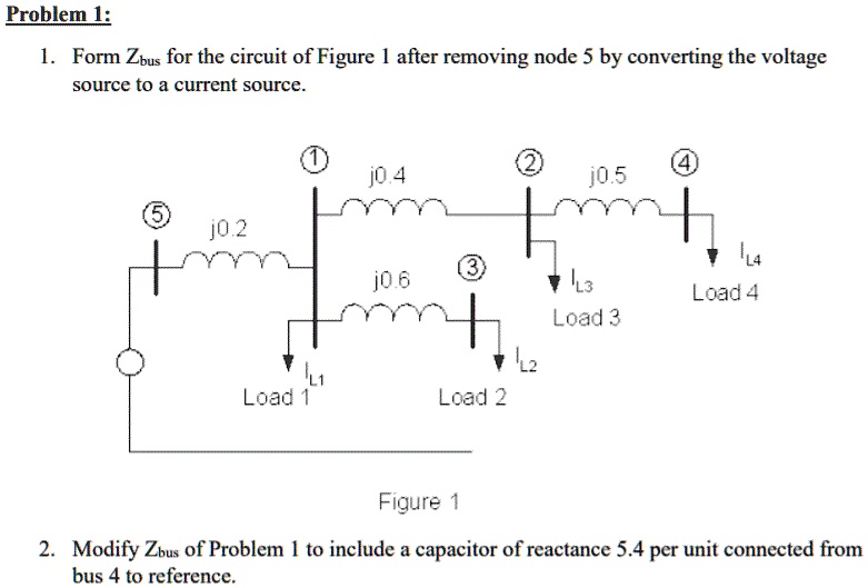 SOLVED: Form Zbus for the circuit of Figure 1 after removing node 5 by converting the voltage ...