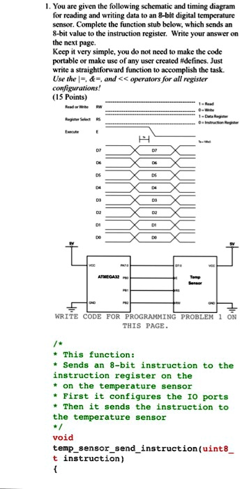 1. You are given the following schematic and timing diagram for reading and writing data to an 8 ...