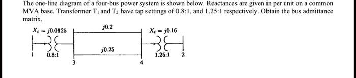 Solved The One Line Diagram Of A Four Bus Power System Is Shown Belowreactances Are Given In 5087
