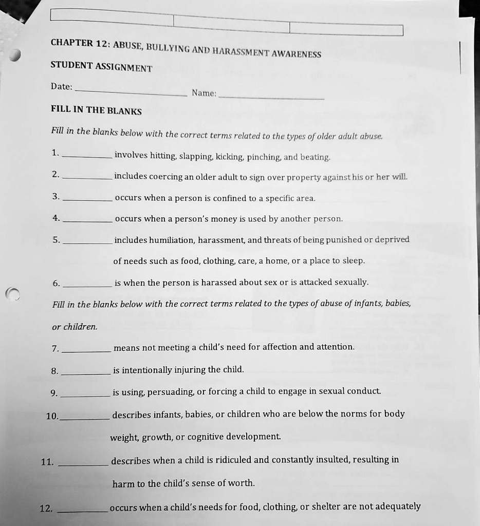 [GET ANSWER] CHAPTER 12: ABUSE, BULLYING AND HARASSMENT AWARENESS ...