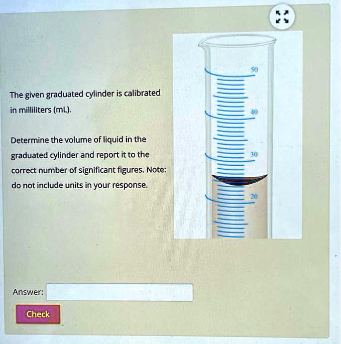 The given graduated cylinder is calibrated in milliliters (mL ...