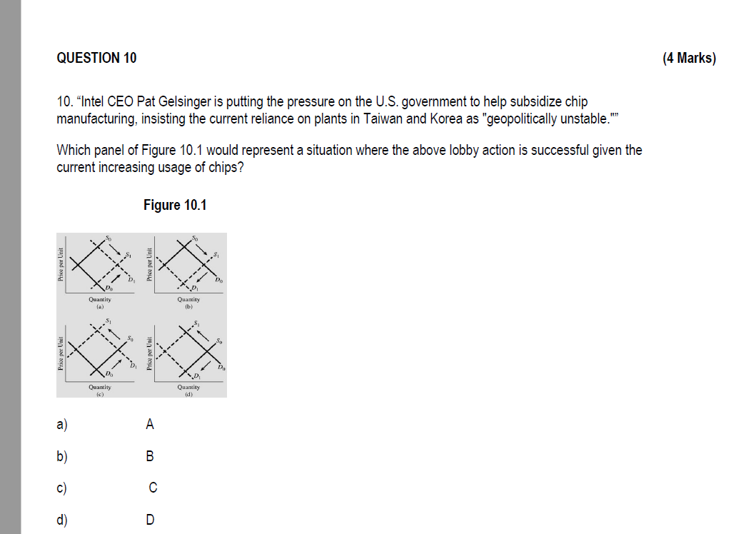 QUESTION 10 (4 Marks) 10. "Intel CEO Pat Gelsinger is...
