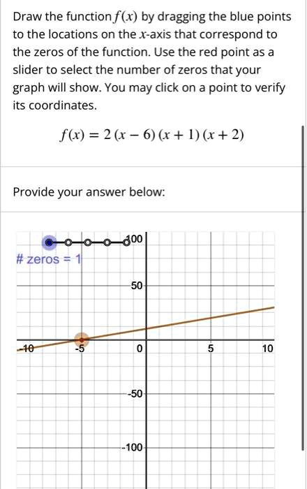 SOLVED: Draw the function f(xby dragging the blue points to the locations on the x-axis that ...