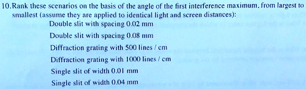 Rank these scenarios on the basis of the angle of the first ...
