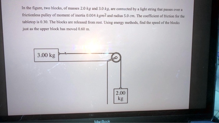 In the figure, two blocks, of masses 2.0 kg and 3.0 kg, are connected by a light string that ...