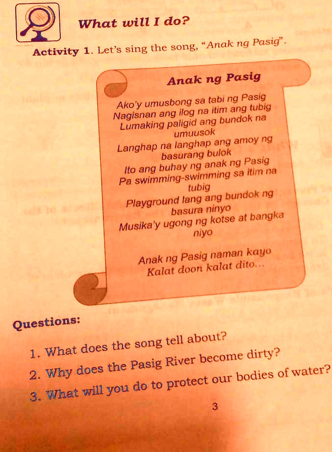 What will I do? Activity 1. Let's sing the song, "Anak ng...