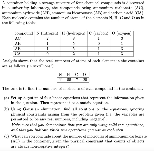SOLVED: A container holding a strange mixture of four chemical ...