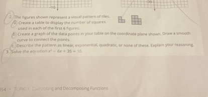 2. The figures shown represent a visual pattern of tiles. a. Create a ...