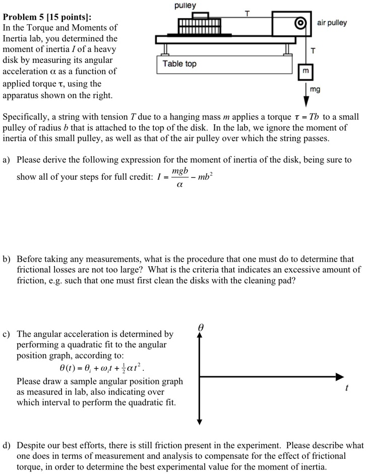 Problem 5 [15 points]: In the Torque and Moments of Inertia lab, you determined the moment of ...