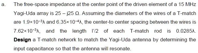 SOLVED: The free-space impedance at the center point of the driven ...