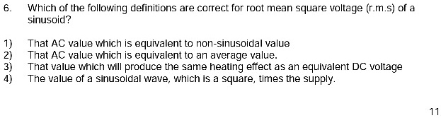 Solved Which Of The Following Definitions Are Correct For Root Mean 1111
