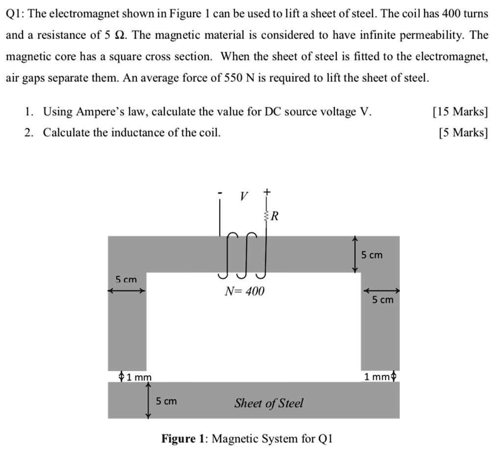 SOLVED: Q1: The electromagnet shown in Figure l can be used to lift a ...