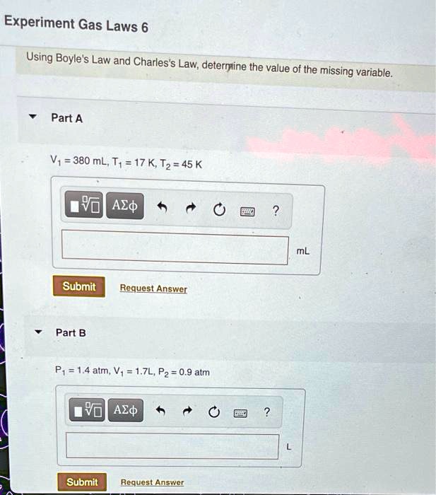 SOLVED: Using Boyle's Law and Charles's Law, determine the value of the ...