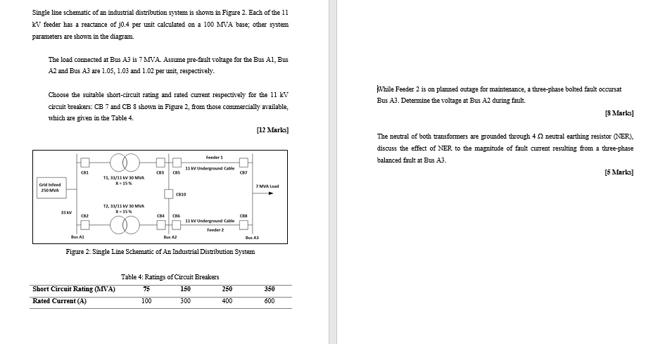 SOLVED: Single line schematic of an industrial distribution system is ...