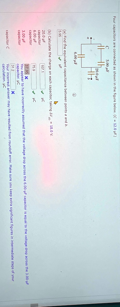 Four capacitors are connected as shown in the figure below. .) (i) (a ...