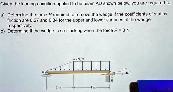 SOLVED: Given the loading condition applied to be beam AD shown below ...