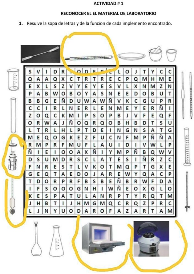 SOLVED: sopa de letras material de laboratorio por favor ayuda ...