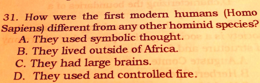 SOLVED: 'how were the first modern humans (homo sapiens) different from ...