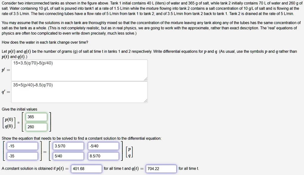 SOLVED: Consider two interconnected tanks as shown in the figure above ...
