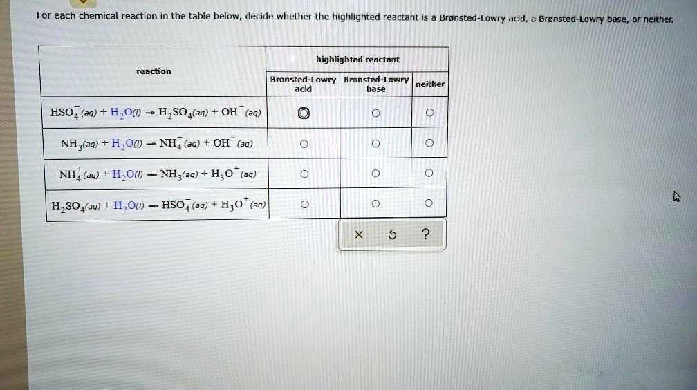 SOLVED: For each chemical reactlon In the table below; decide whether ...
