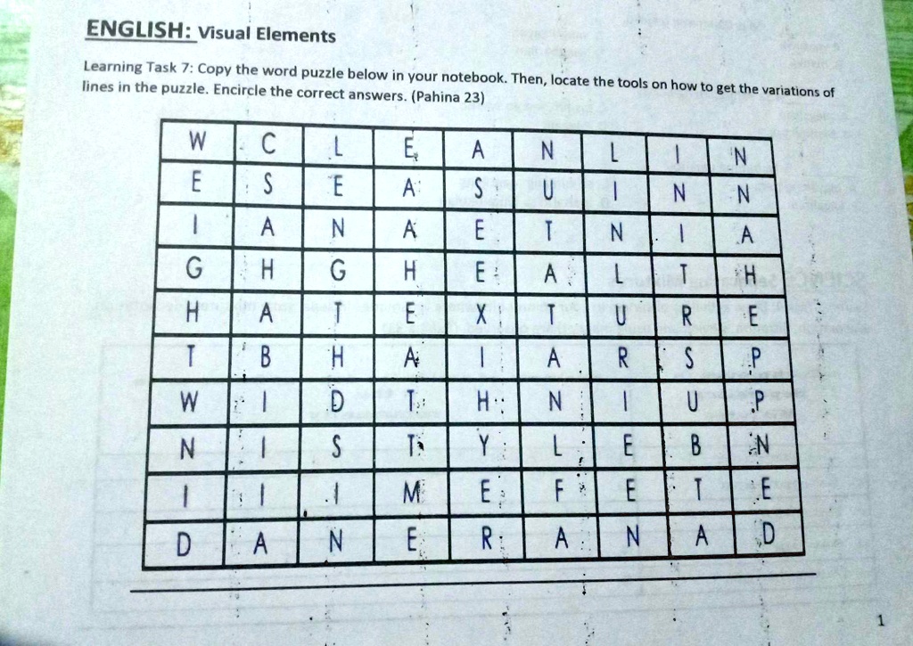 SOLVED: "Learning Task 7: Copy the word puzzle below in your notebook. Then, locate the tools on ...