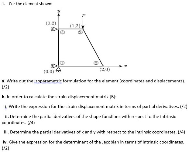Solved For The Element Shown 0 2 1 2 0 0 2 0 A Write Out The Isoparametric