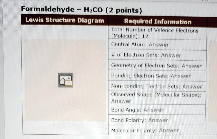formaldehyde hico 2 points lewis structure diagram required information ...