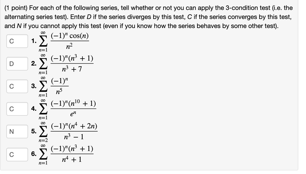 point for each of the following series tell whether or not you can ...